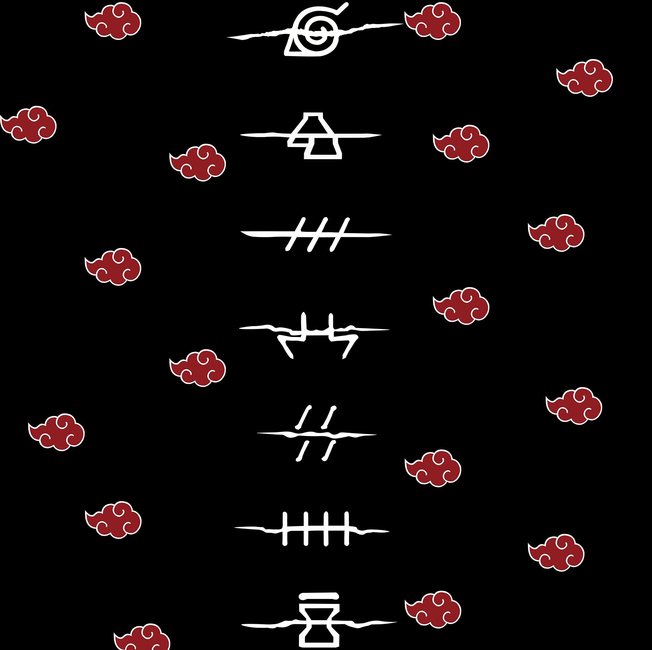 T-Shirt - Naruto - Village Symbols & Akatsuki Cloud - 100%Cotton Unise ...