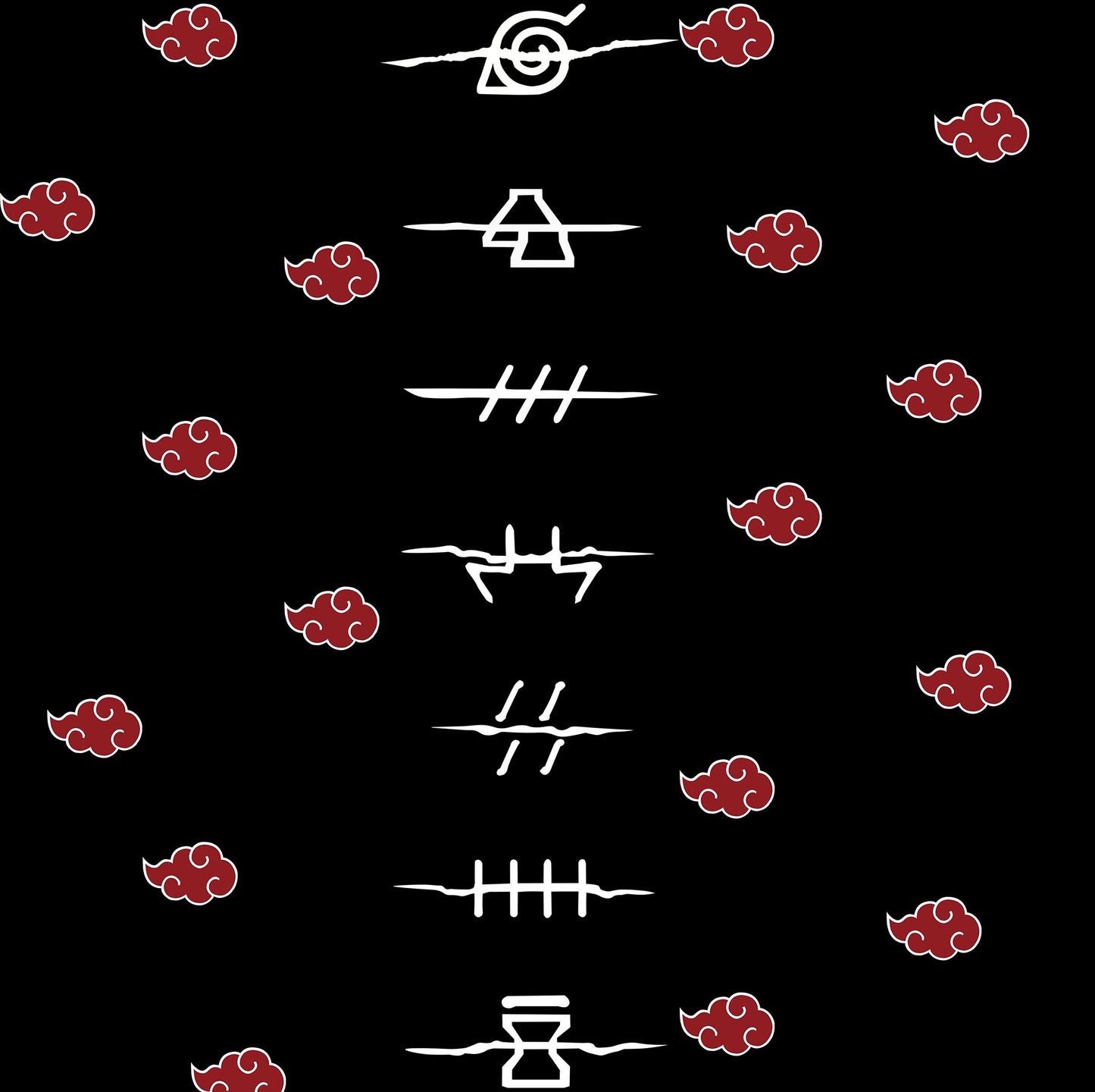 T-Shirt - Naruto - Village Symbols & Akatsuki Cloud - 100%Cotton Unise ...